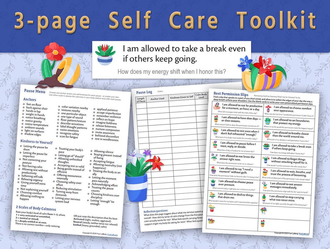 Permission-to-rest Mini Toolkit | Mindfulness Self Care Kit | Calm Down ...