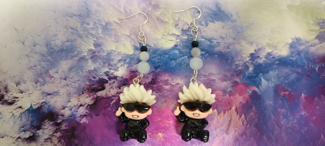 Handmade Fan Earrings With Gojo and Beads. Aquamarine, Cat's Eye and ...