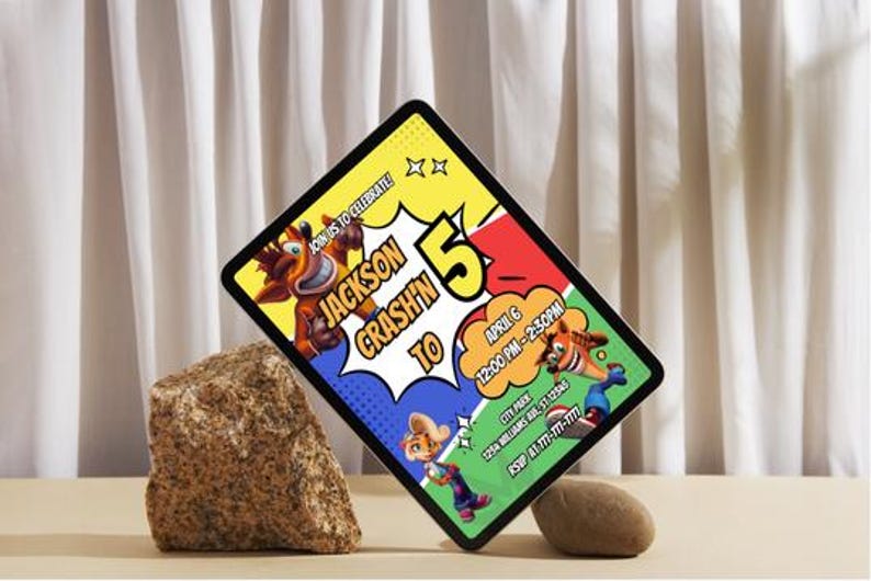 CRASH BANDICOOT Birthday Invitation | Editable Party Invite | Digital ...