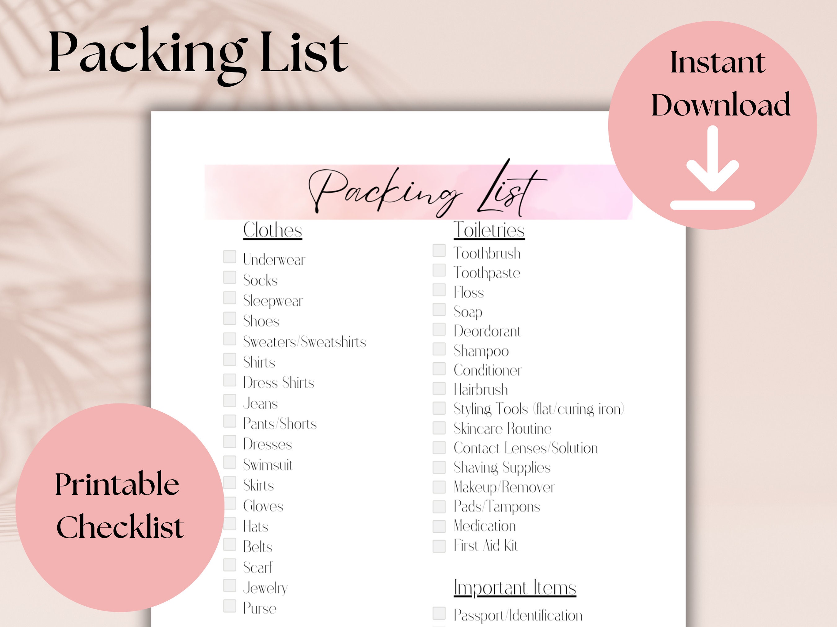 Vacation Itinerary and Packing List Printable | Travel Itinerary ...