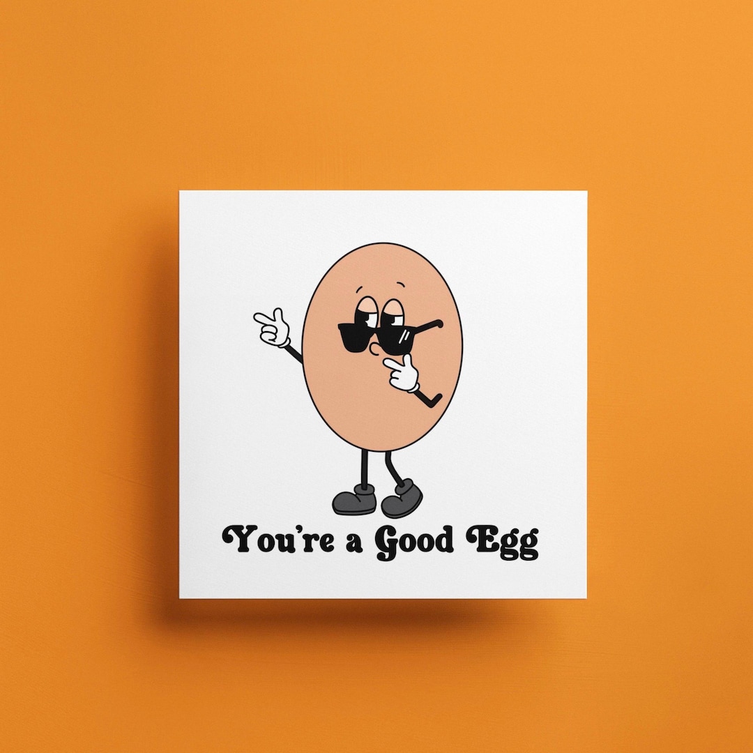 Youre a Good Egg Funny Retro Cartoon Greeting Card Thank You Positivity ...