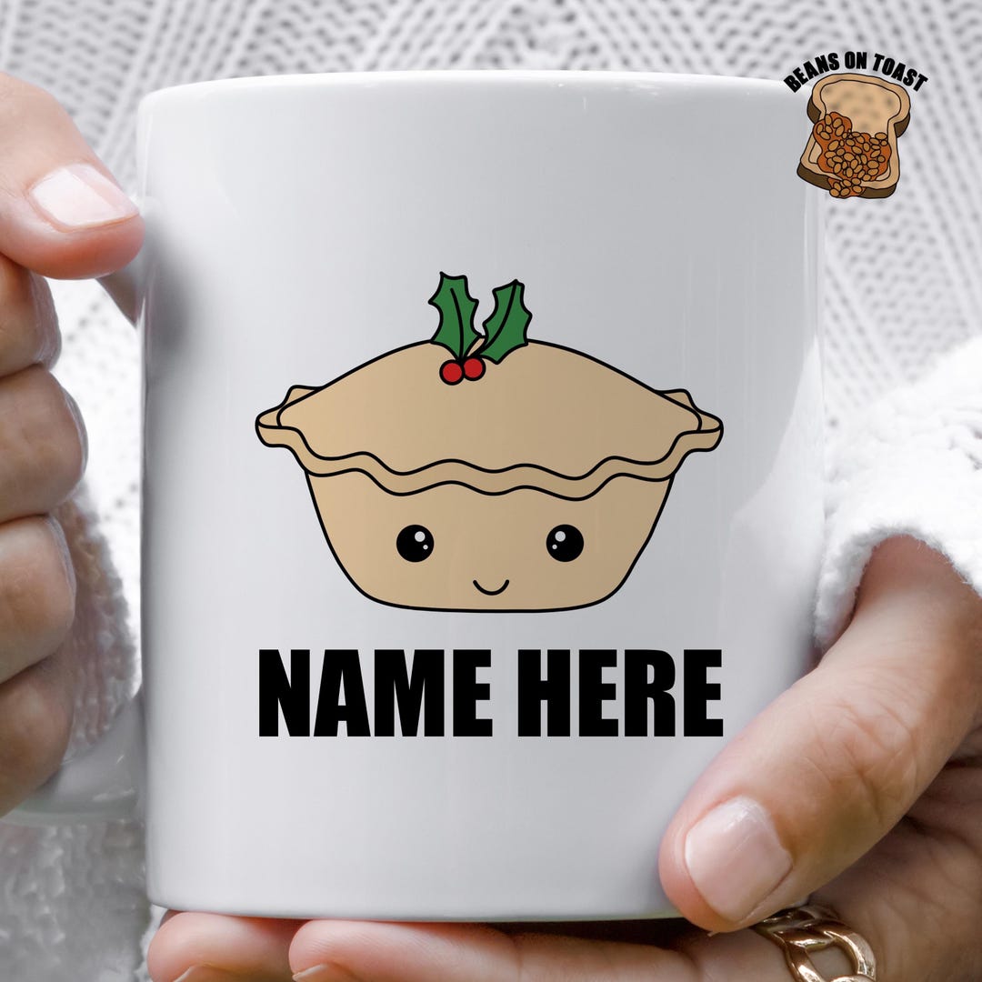 Personalised Mince Pie Name Mug - Cute Kawaii Style Christmas Mug, 11oz ...