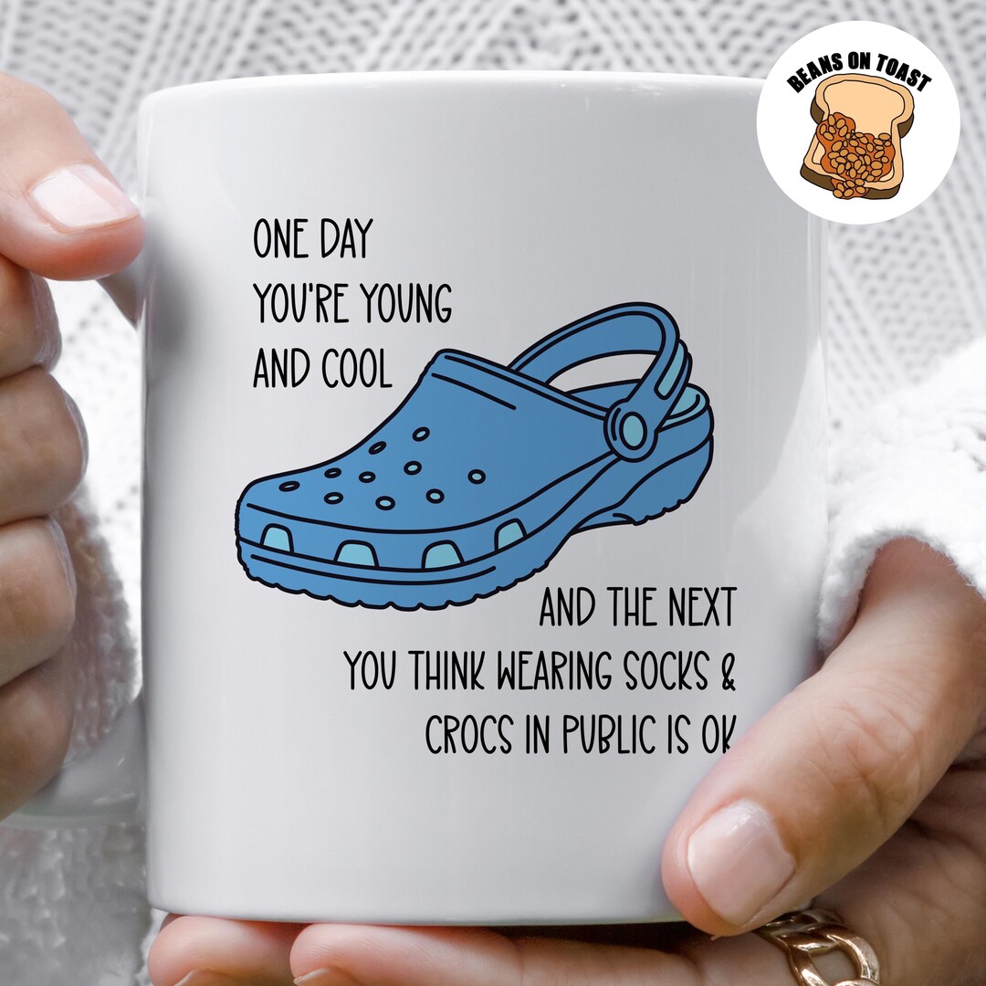 Personalised Young and Cool Blue Crocs Funny Croc Lover Gift 11oz 15oz ...