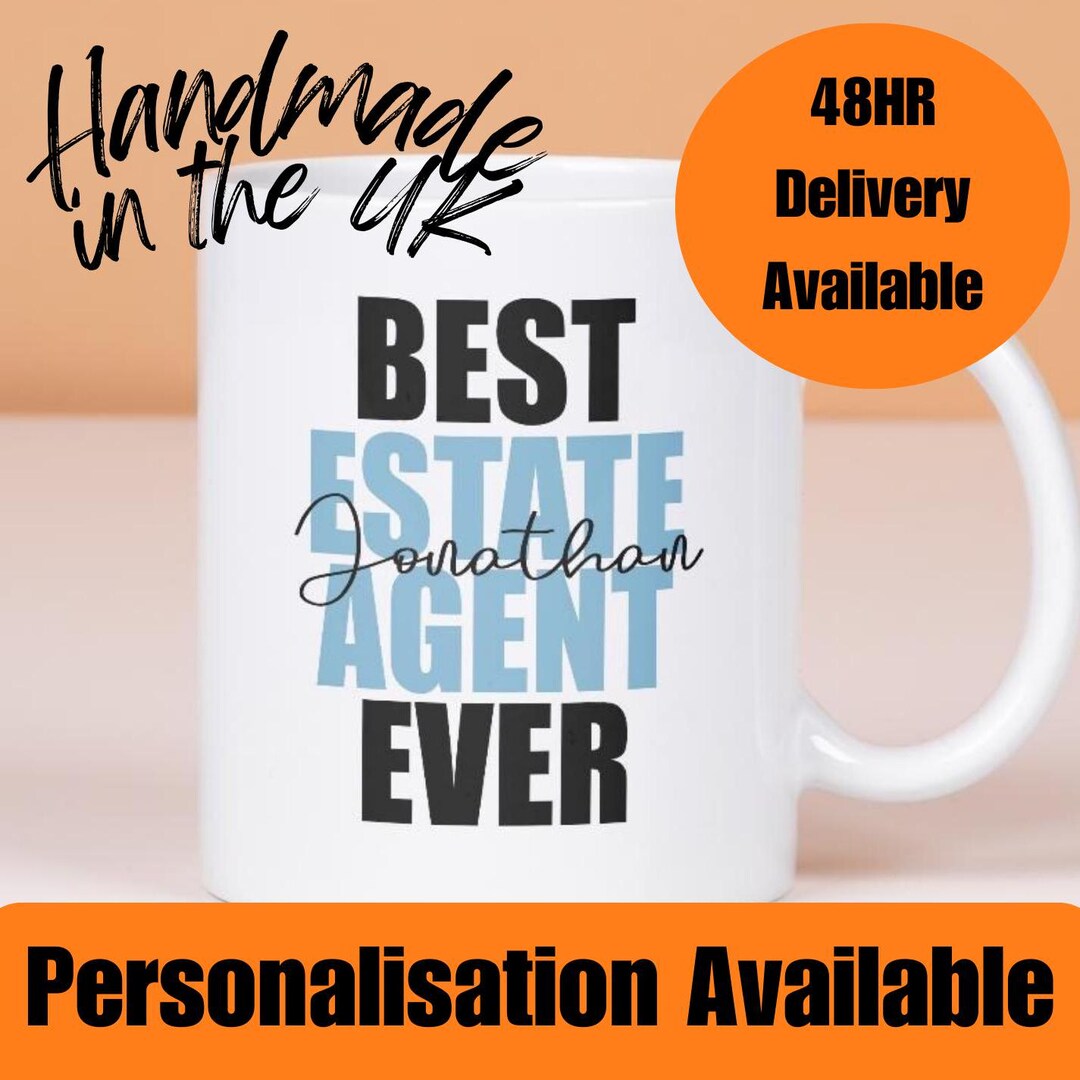 Best Estate Agent Ever Mug, Tea Coffee Mug, Blue Negotiator Work ...