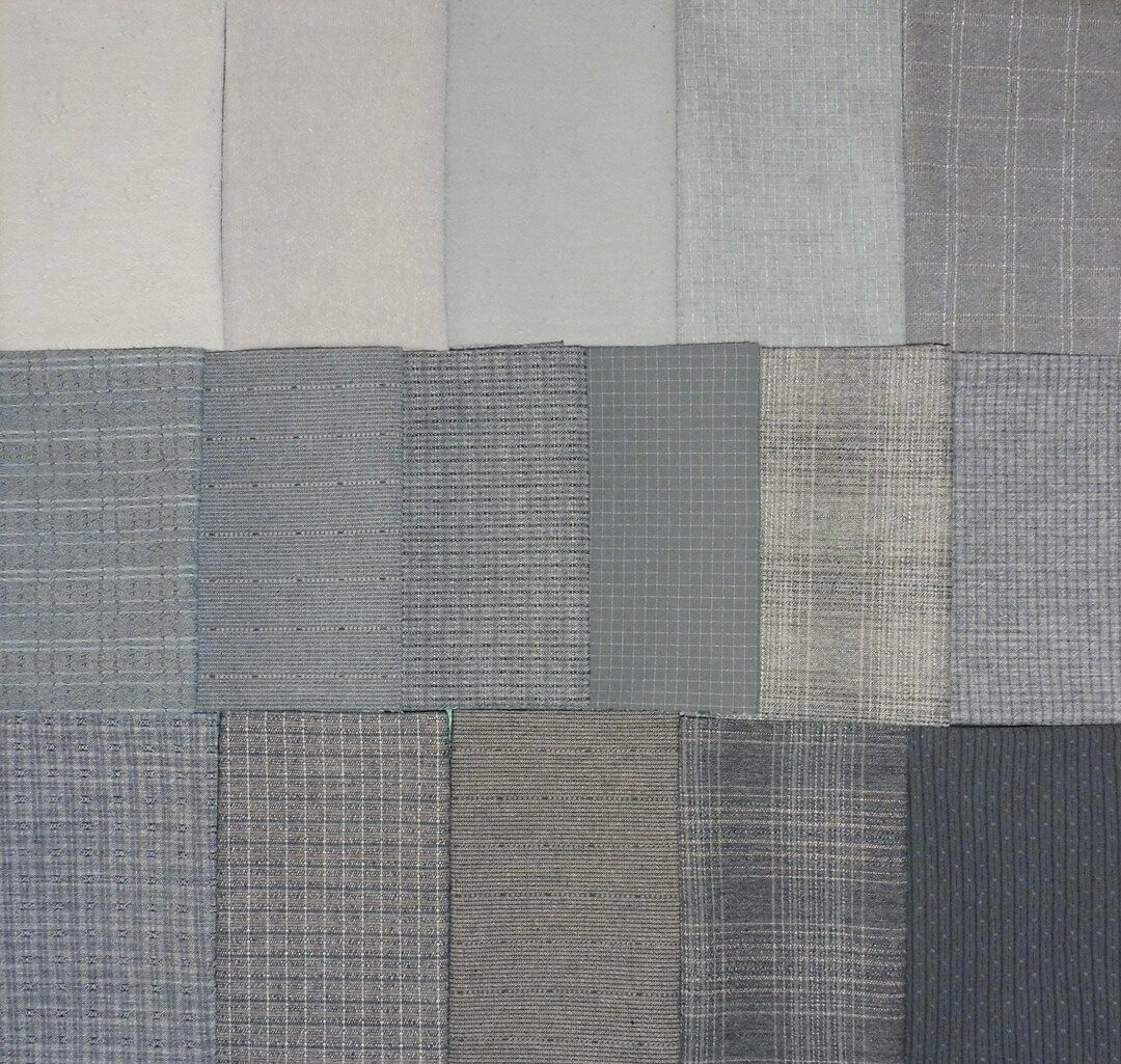 Japanese Yarn Dye Fabric Bundle Cotton Quilting Fabric 16 Grey Fat ...