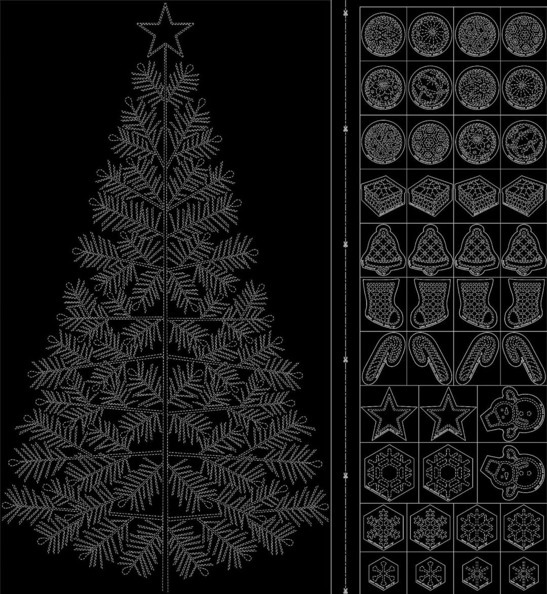 Japanese Sashiko Panel Black Christmas Tree - Etsy UK