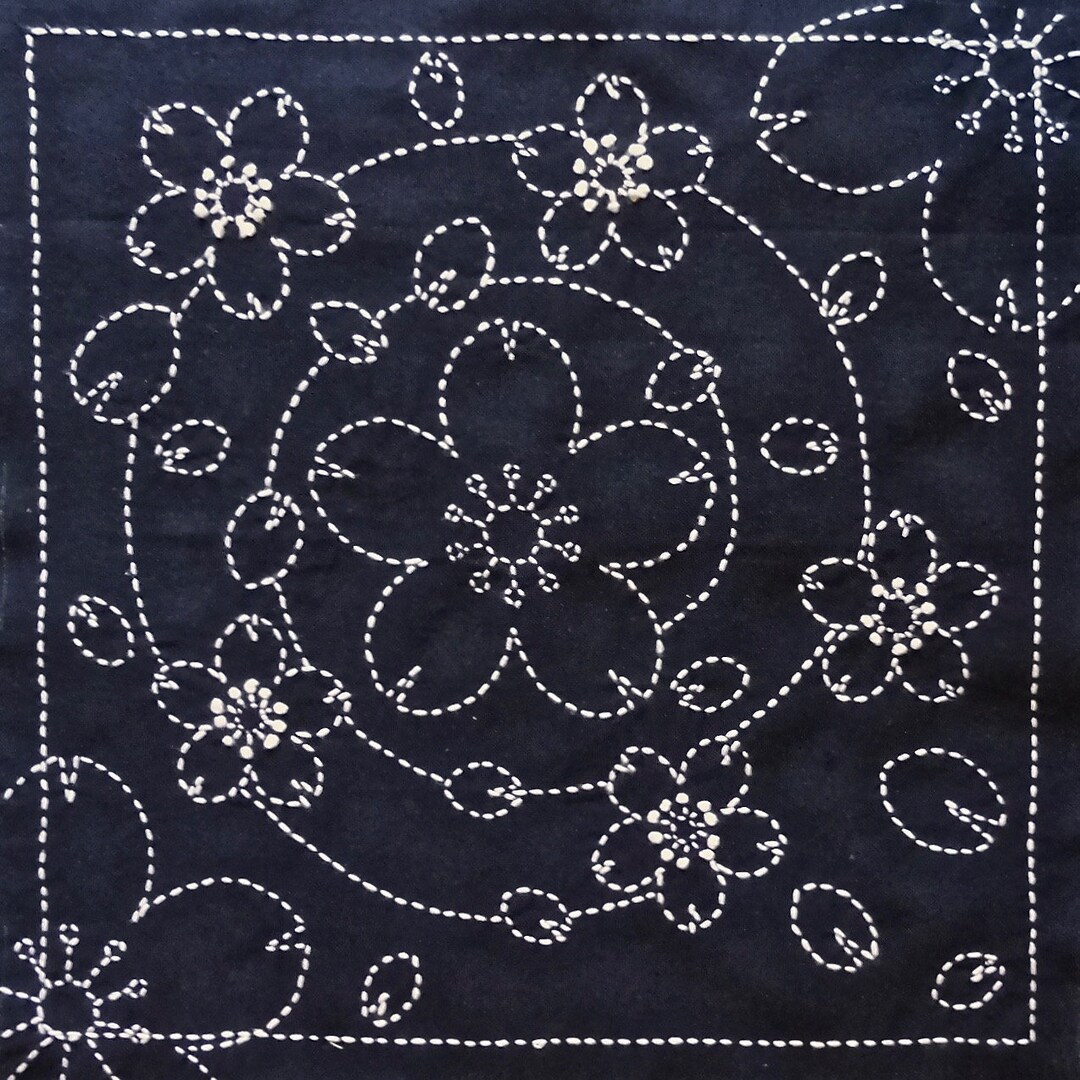 Japanese Sashiko Panel - Sakura (cherry Blossom) Panel # 236 - Etsy