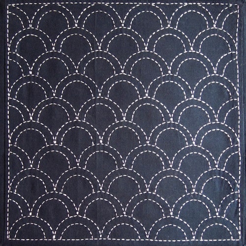 Japanese Sashiko Panel Seigaiha ocean Waves Panel 207 - Etsy