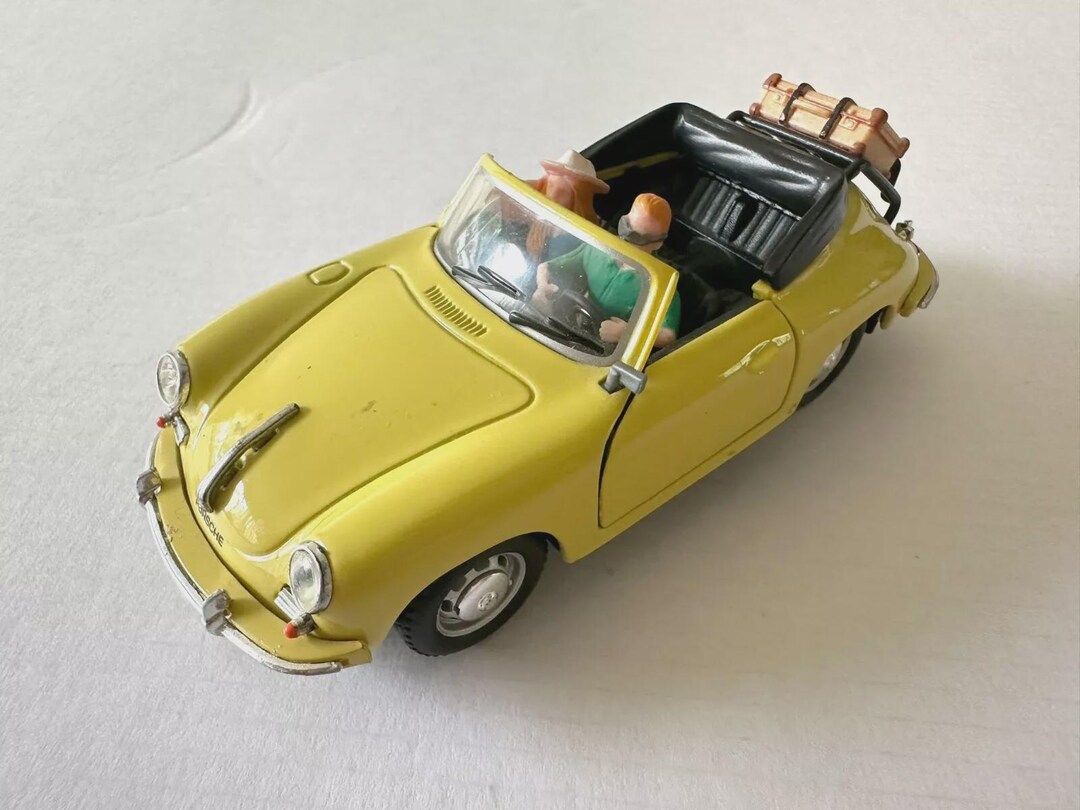 Vintage Porsche 356 Convertible Diecast Model Yellow With Figures ...