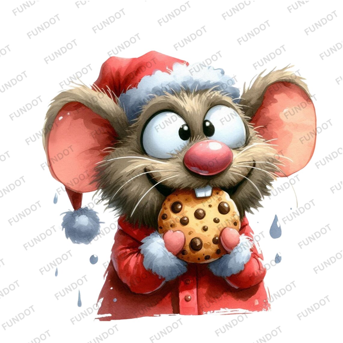 16 Quirky Funny Christmas Mice Mouse Rat PNG Clipart - Watercolor Xmas ...