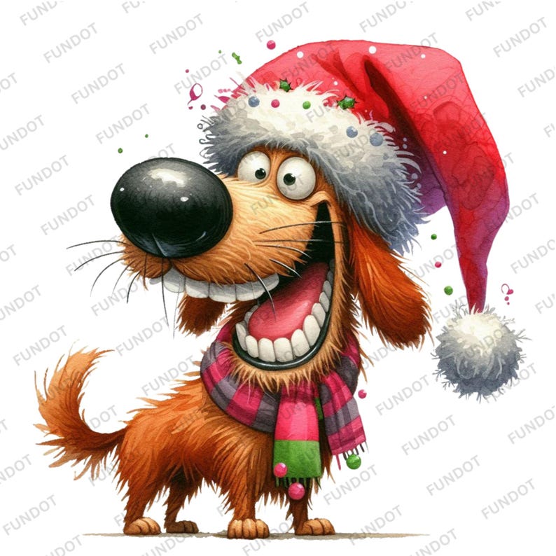 24 Quirky Funny Christmas Dogs PNG Clipart - Watercolor Xmas Cute Dogs ...