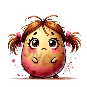 15 Female Potato Girl PNG Clipart Watercolor Quirky Vegetable Potato ...