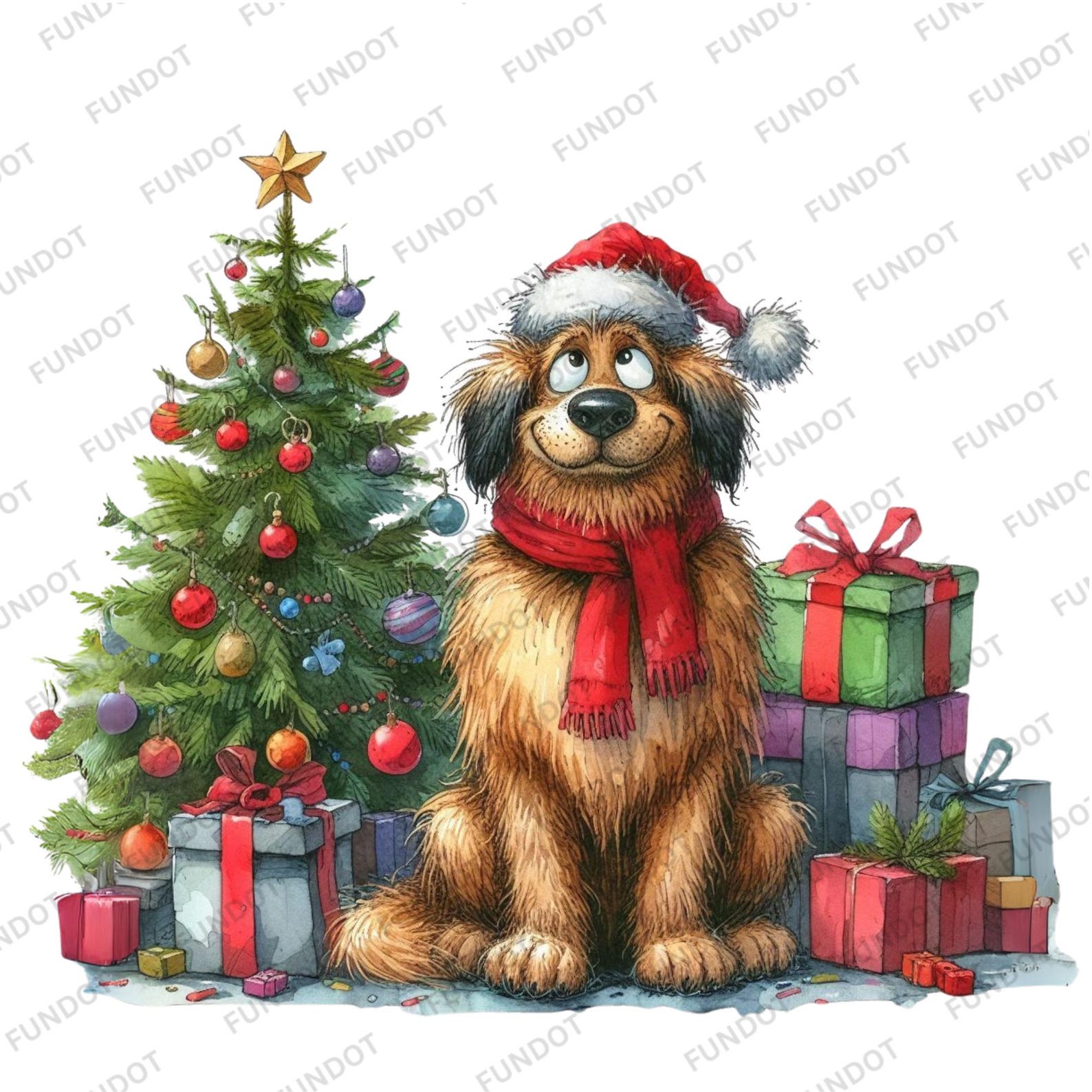 24 Quirky Funny Christmas Dogs PNG Clipart - Watercolor Xmas Cute Dogs ...