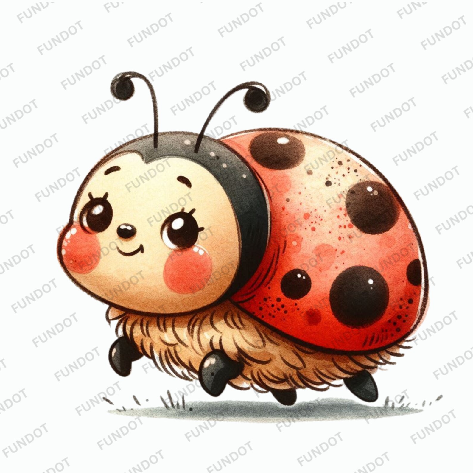 10 Cute & Kawaii Ladybug Insect Clipart PNG Image - Watercolor Adorable ...