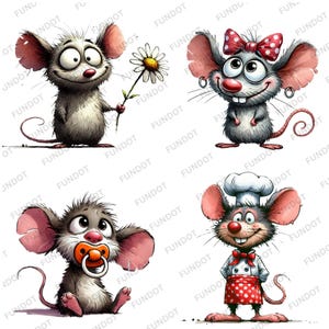 26 Quirky Funny Mouse Rat PNG Clipart - Watercolor Cute Mice Animals ...