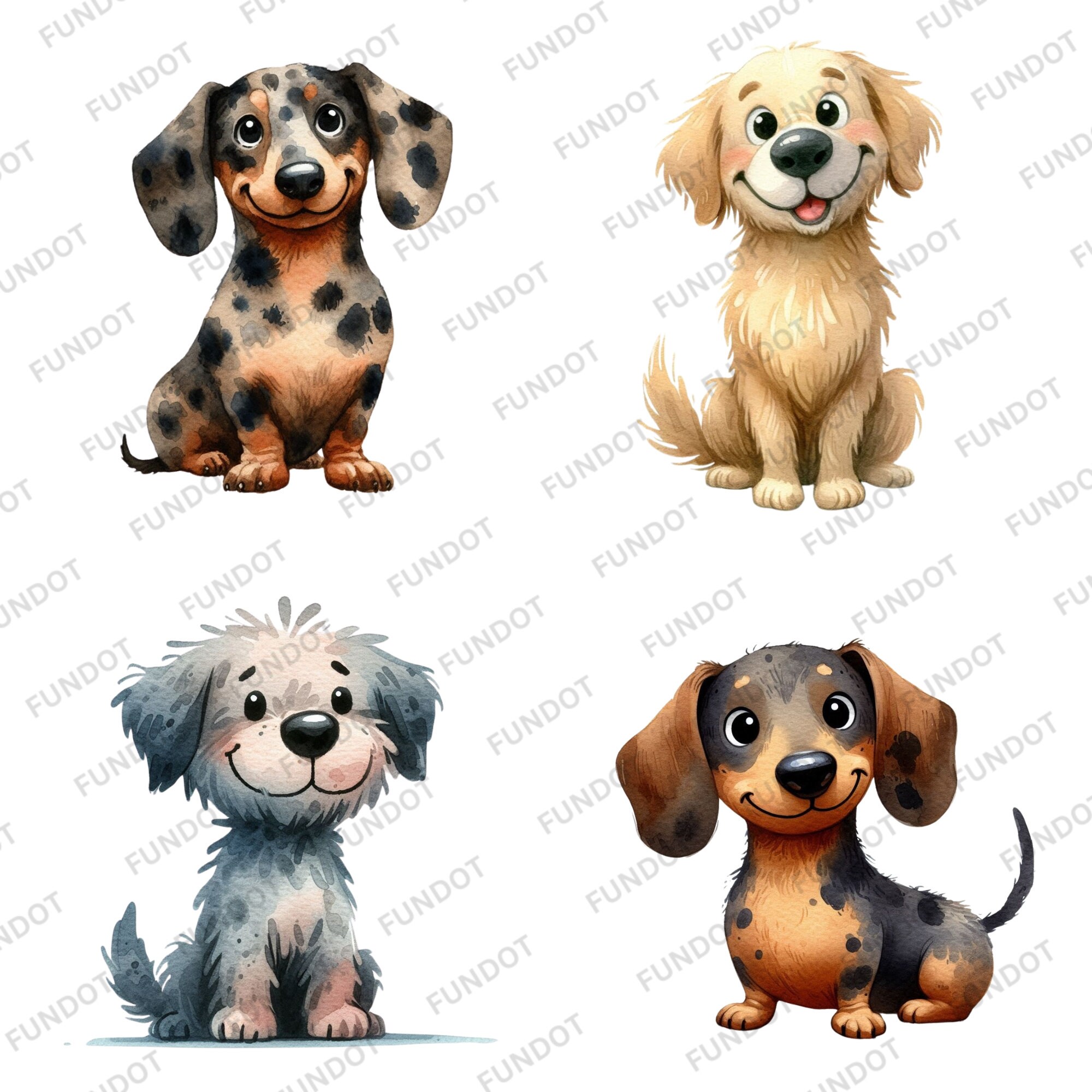 Cute Puppy Dogs Clipart PNG Bundle 24 Watercolor Funny & Quirky Baby ...