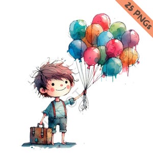 25 Cute Whimsical Boy Clipart PNG Bundle - High Quality Printable ...