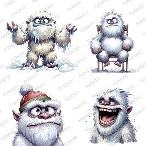 26 Yeti Snowman Winter PNG Clipart - Watercolor Quirky Funny Snow Man ...