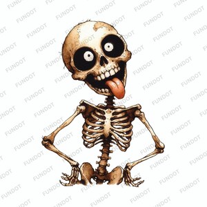 Quirky & Funny Halloween Skeleton Clipart PNG Cute Printable Skeleton ...