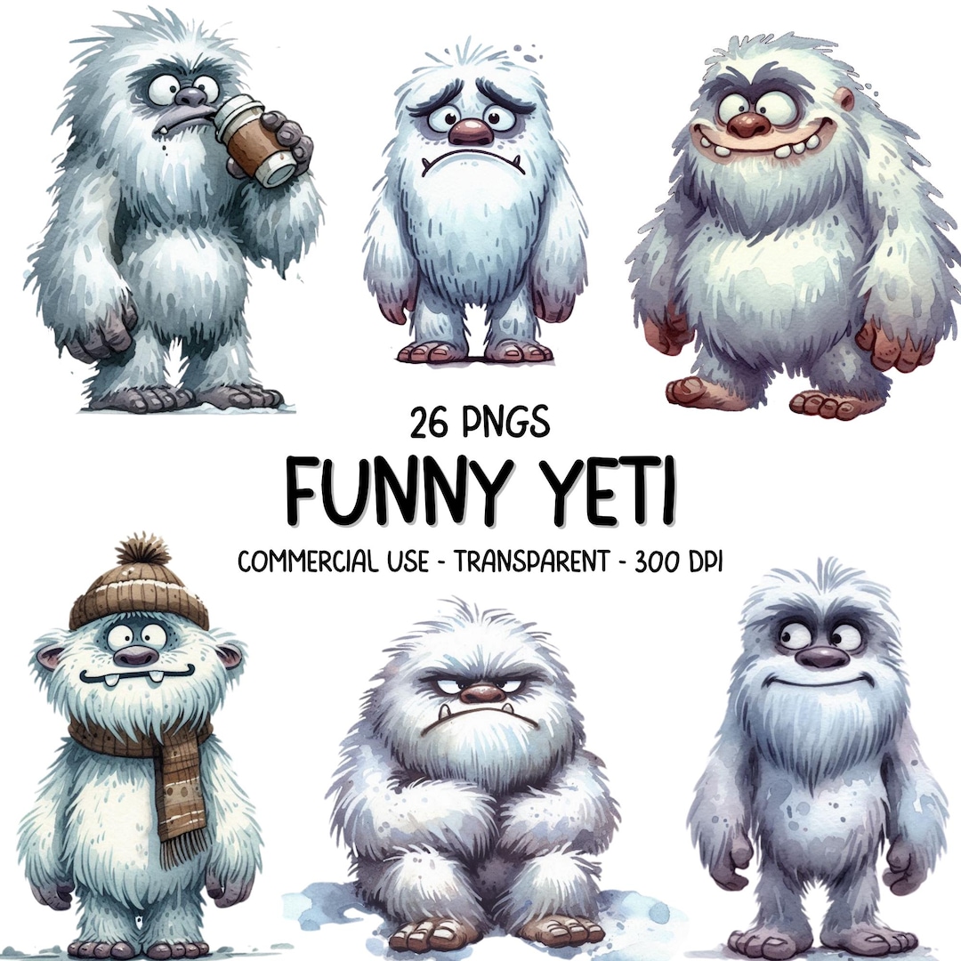 26 Yeti Snowman Winter PNG Clipart - Watercolor Quirky Funny Snow Man ...
