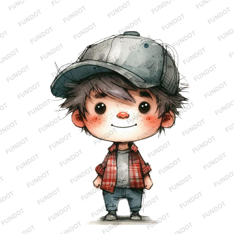 25 Cute Whimsical Boy Clipart PNG Bundle - High Quality Printable ...