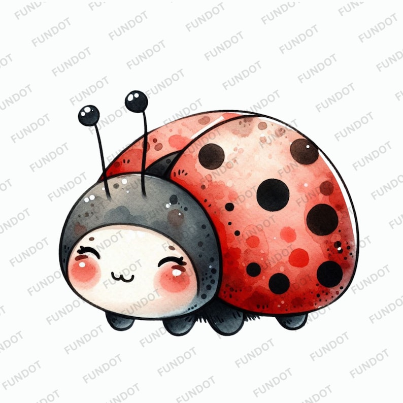 10 Cute & Kawaii Ladybug Insect Clipart PNG Image - Watercolor Adorable ...