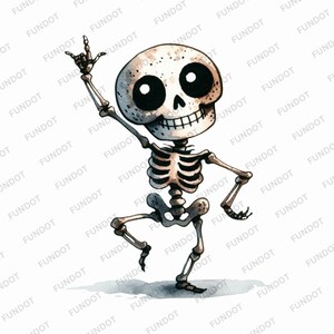 Quirky & Funny Halloween Skeleton Clipart PNG Cute Printable Skeleton ...