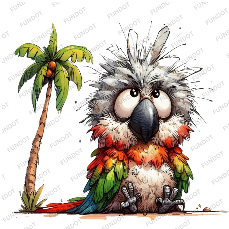 18 Cute Funny Parrot Clipart PNG - Watercolor Quirky & Whimsical Birds ...