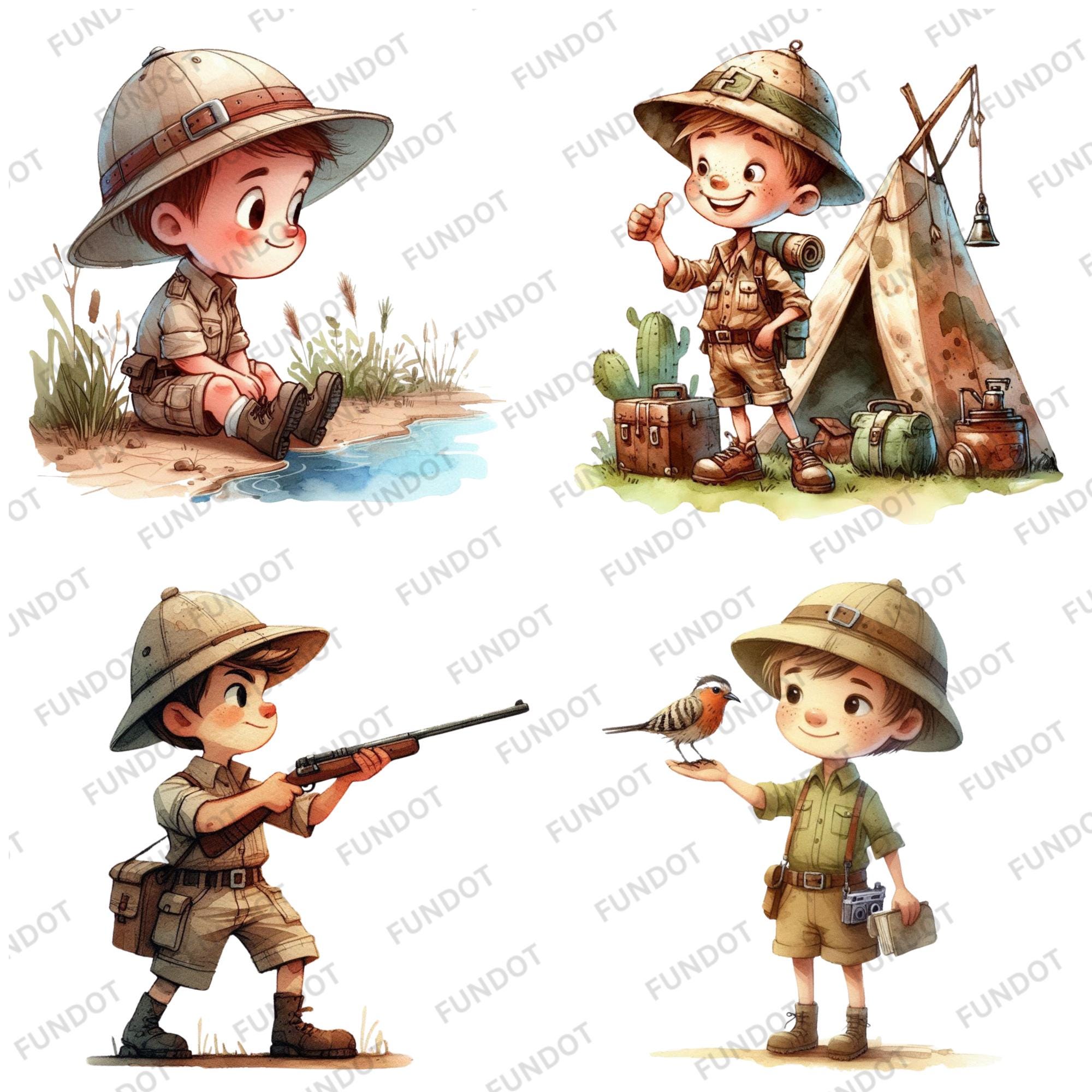 27 Cute Safari Boy Clipart PNG Bundle High Quality Printable Quirky ...