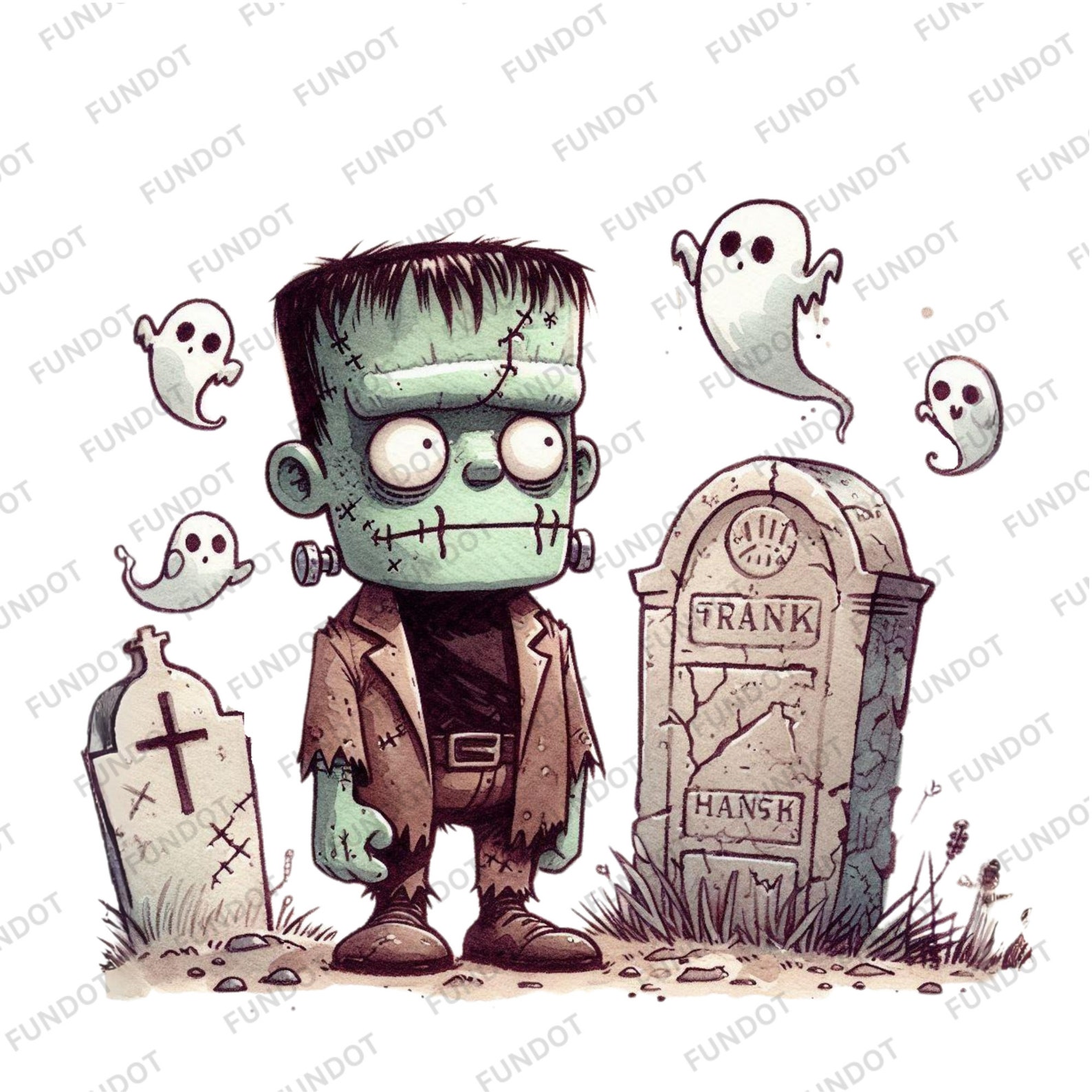Funny & Cute Halloween Frankenstein Monster Clipart PNG Bundle - 16 ...