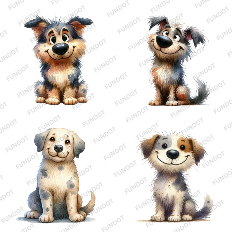 Cute Puppy Dogs Clipart PNG Bundle 24 Watercolor Funny & Quirky Baby ...