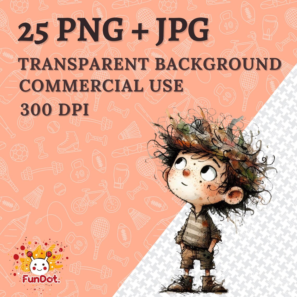 25 Cute Whimsical Boy Clipart PNG Bundle - High Quality Printable ...