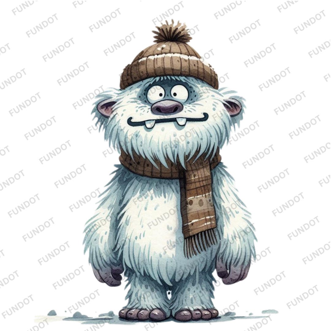26 Yeti Snowman Winter PNG Clipart Watercolor Quirky Funny Snow Man Big ...