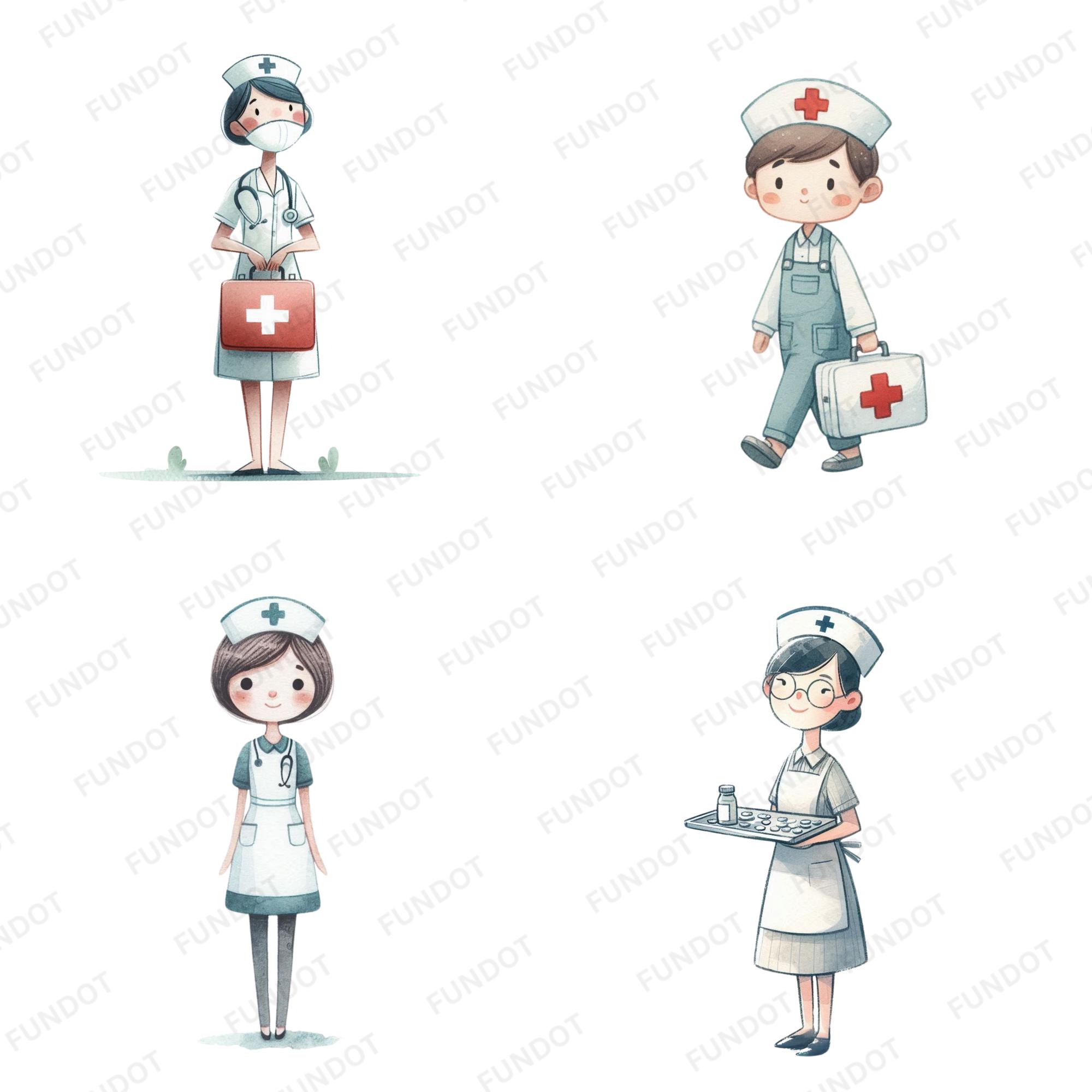 33 Medical Nurse Doctor Clipart PNG Bundle - Watercolor Hospital ...