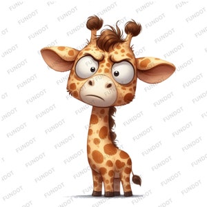 12 Cute & Funny Giraffe Clipart PNG Bundle - Watercolor Quirky Safari Wild Animals Clip Art ...