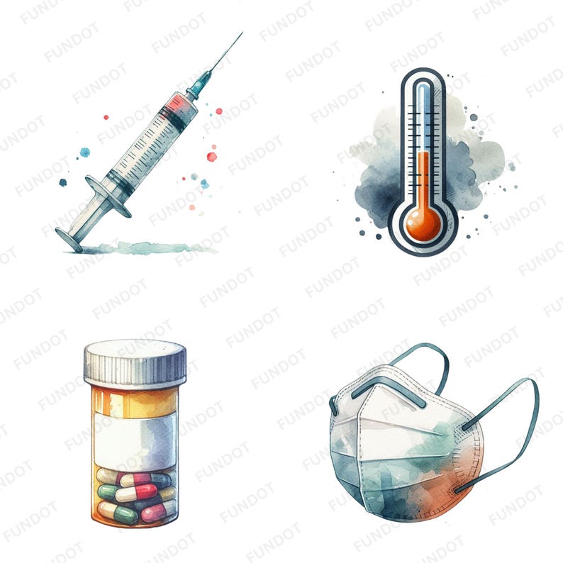 33 Medical Nurse Doctor Clipart PNG Bundle - Watercolor Hospital ...