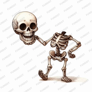 Quirky & Funny Halloween Skeleton Clipart PNG Cute Printable Skeleton ...