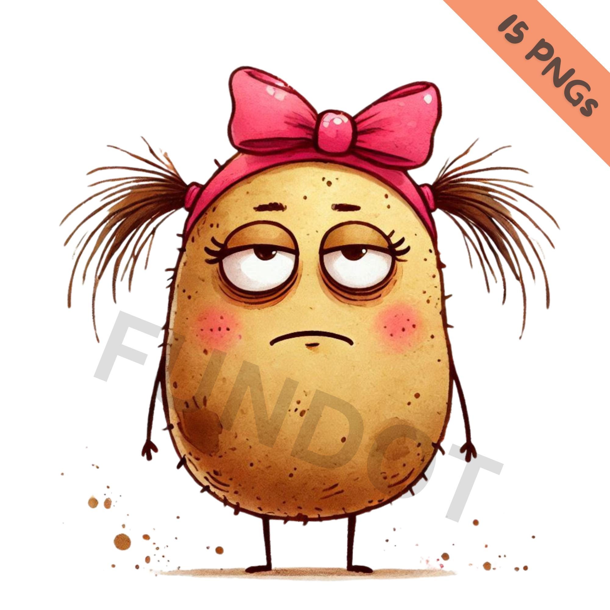 15 Funny Potato Lady Girl PNG Clipart - Watercolor Quirky Vegetable ...