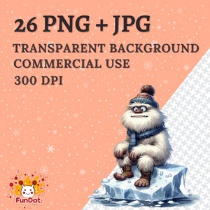 26 Yeti Snowman Winter PNG Clipart - Watercolor Quirky Funny Snow Man ...