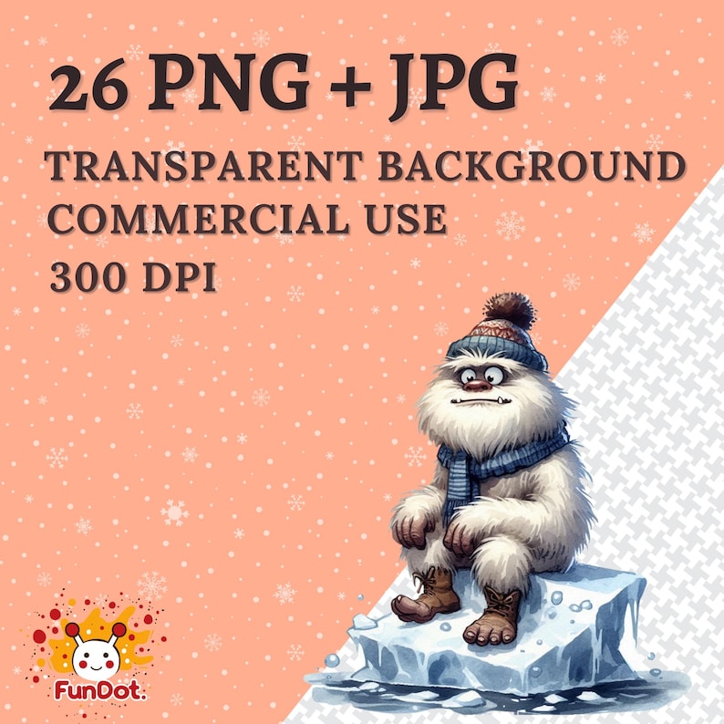 26 Yeti Snowman Winter PNG Clipart - Watercolor Quirky Funny Snow Man ...