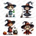 25 Whimsical and Cute Witch Girl Clipart PNG Bundle - Halloween ...