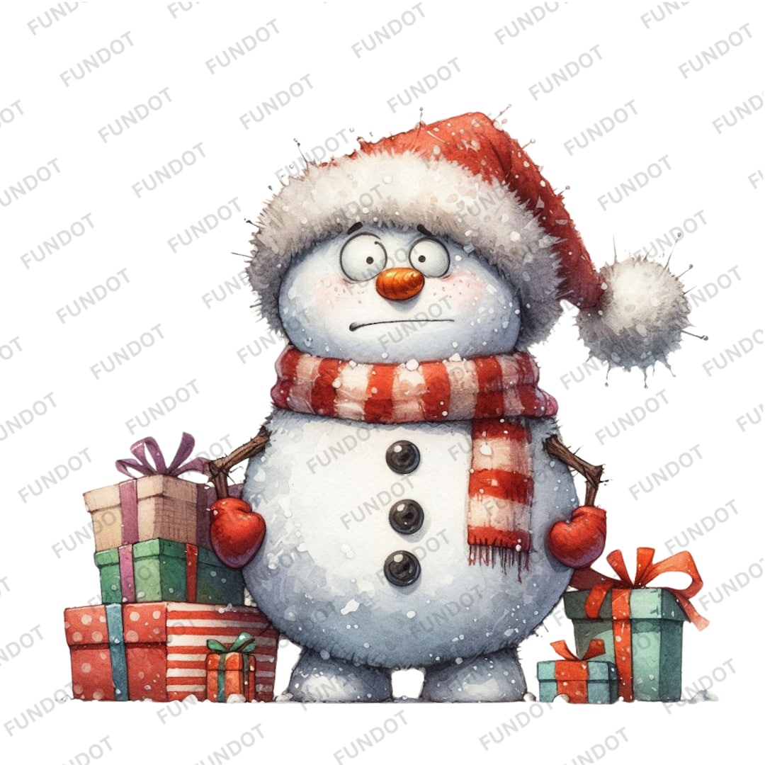 20 Snowman Funny Christmas Winter PNG Clipart - Watercolor Xmas Cute ...