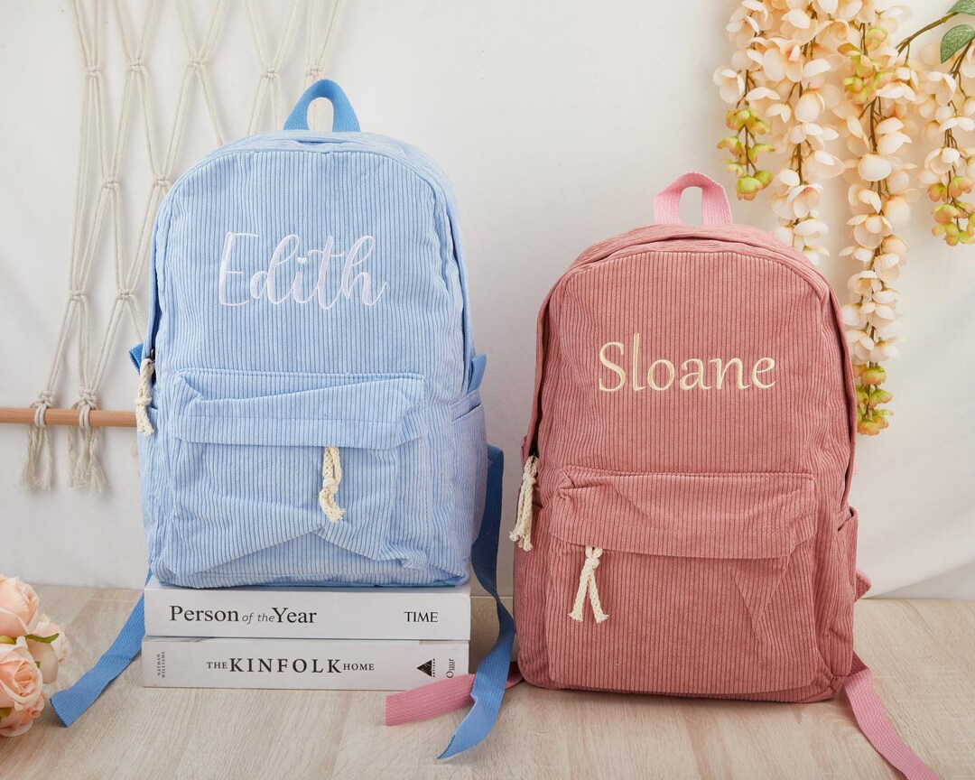 Personalized Embroidered Backpack for School, Corduroy Backpack ...