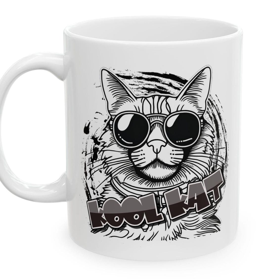 Unique Kool Kat Cup, Cat Lover's Gift. Cat Lover Ceramic Mug, Gift for ...