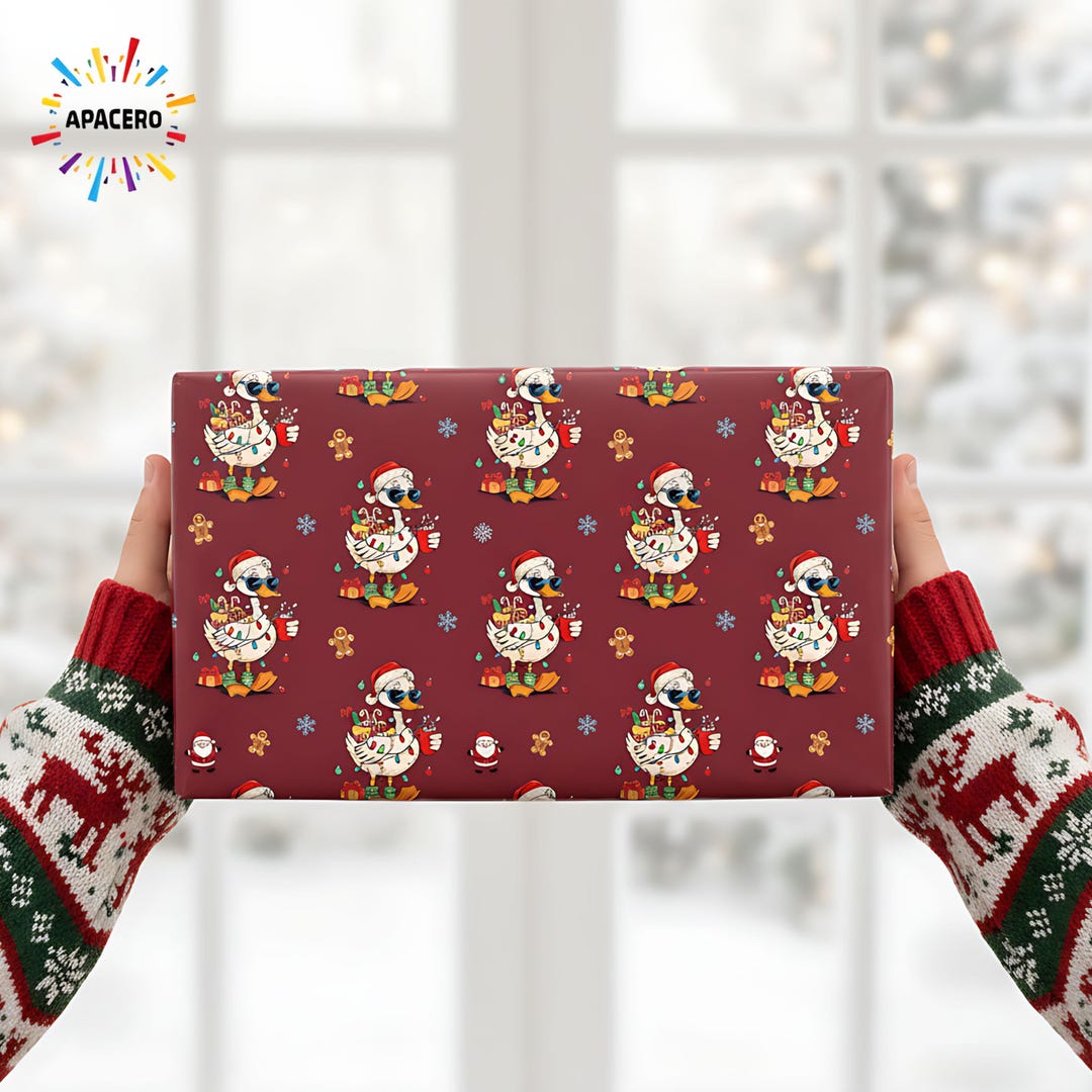 Duck Christmas Wrapping Paper: Whimsical Holiday Gift Wrap - Etsy