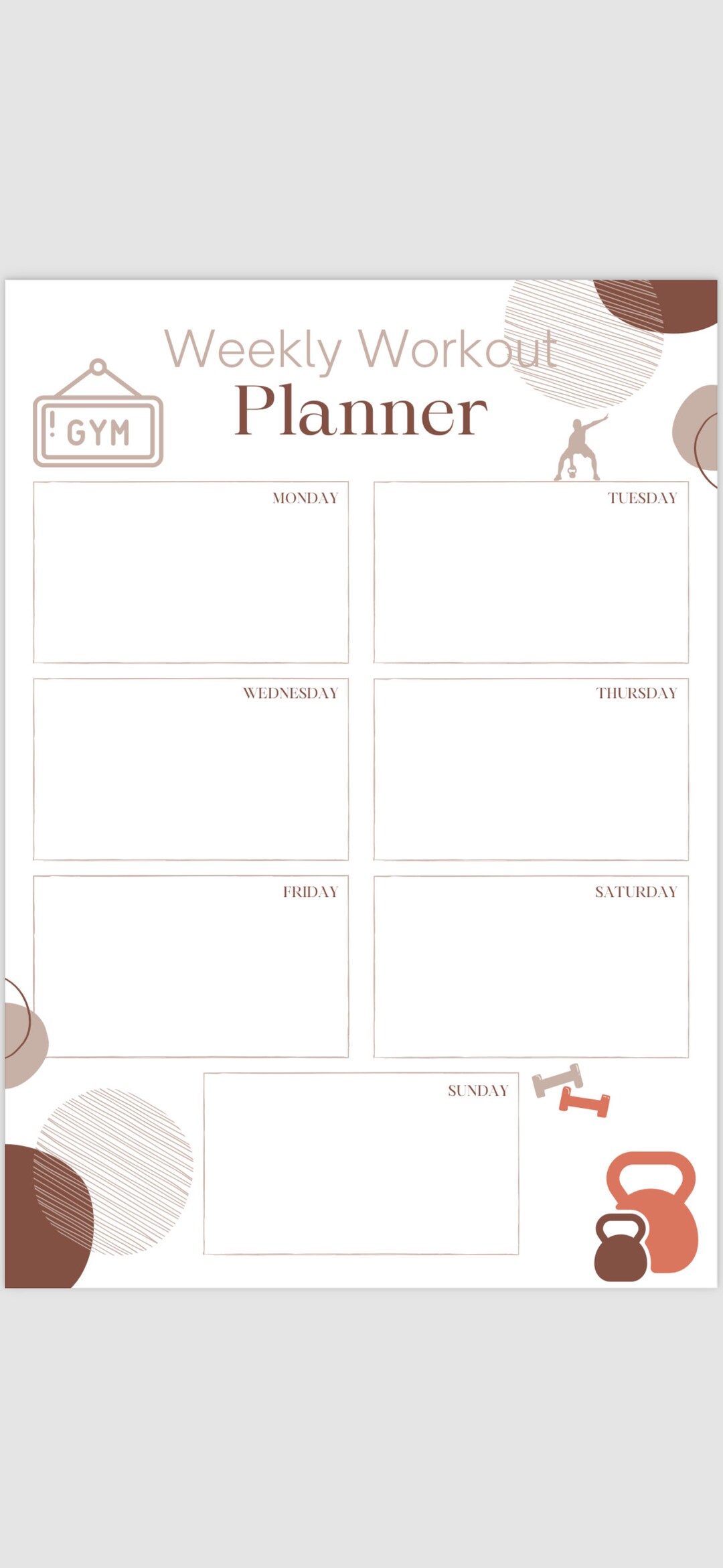 Weekly Workout Routine Planner - Etsy