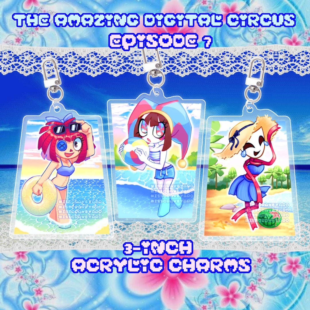 Digital Circus Acrylic Keychain: Beach Episode, Pomni, Ragatha, Gangle ...
