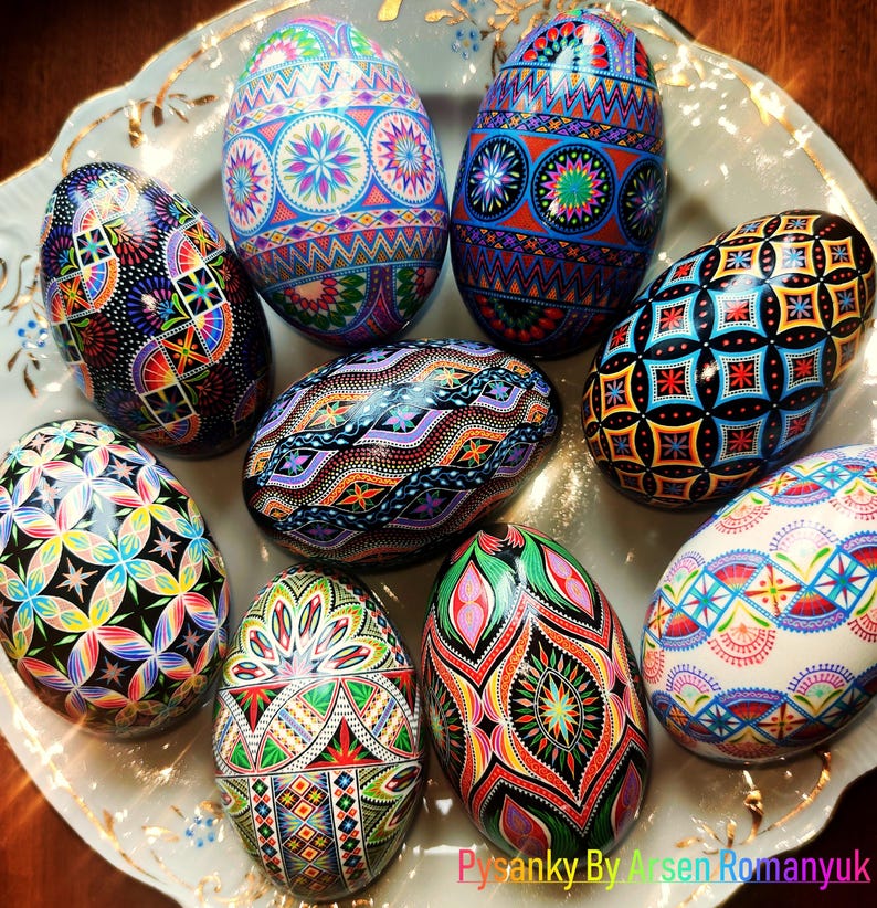 Pysanky Eggs. Ukrainian Pysanka Easter Eggs. Hand Painted Goose Egg ...