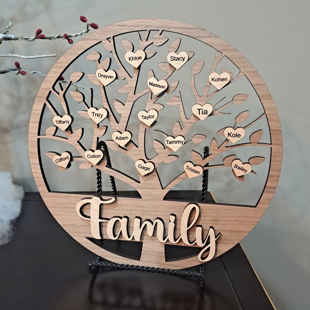 Personalized Wood Family Tree Sign: Engraved Keepsake Gift Mothers Day ...