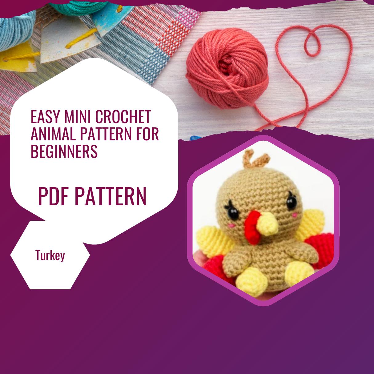 Mini Turkey Crochet PDF Pattern No Sew Digital Download - Etsy